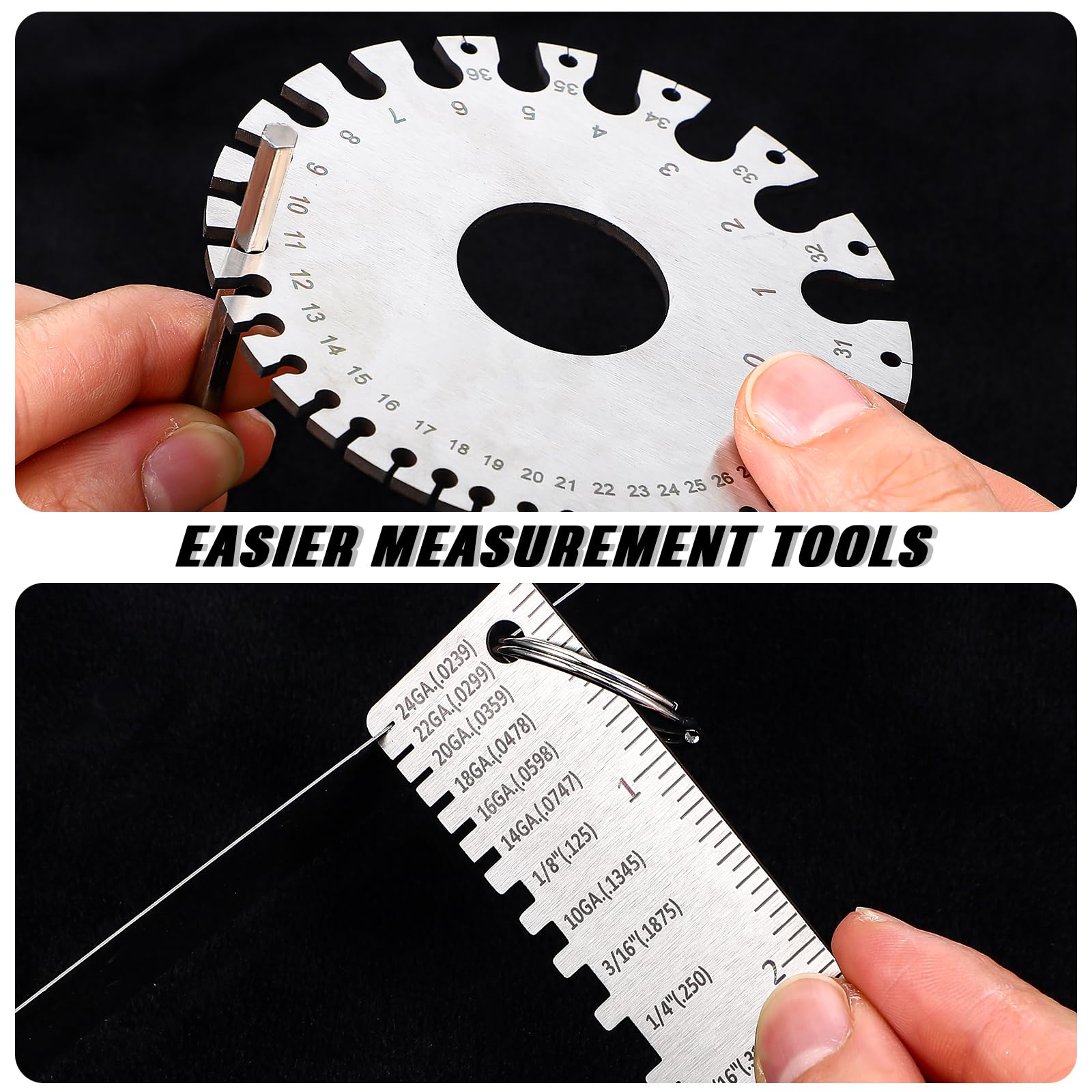 Mua 4 PCS Stainless Steel Metal Sheet Thickness Gauge with Round Dual ...