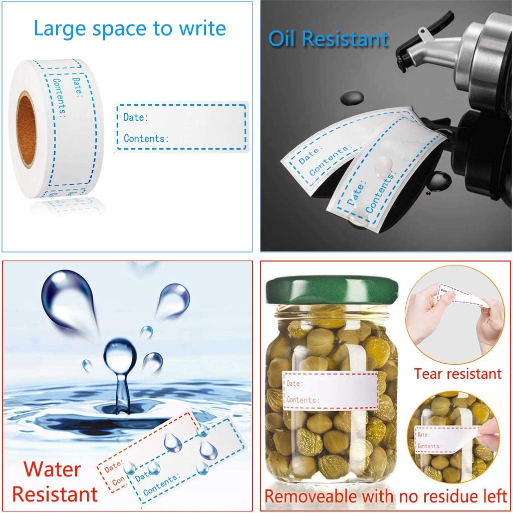 4 Roll Freezer Food Labels, 600 Pcs Self-Adhesive Date Label Food ...