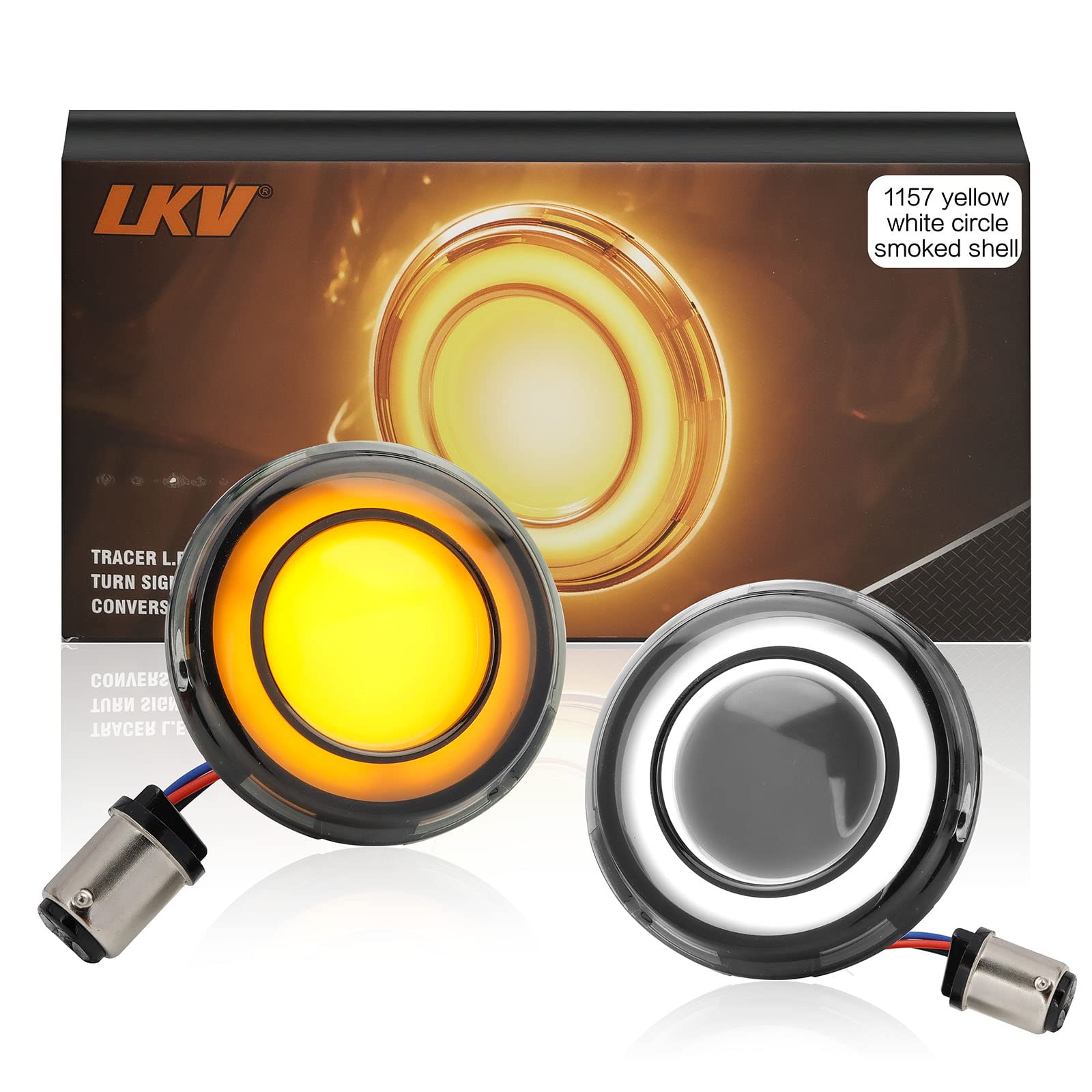 LKV 1157 Front Motorcycle LED Turn Signals Light 2 Inch Bullet Smoked ...