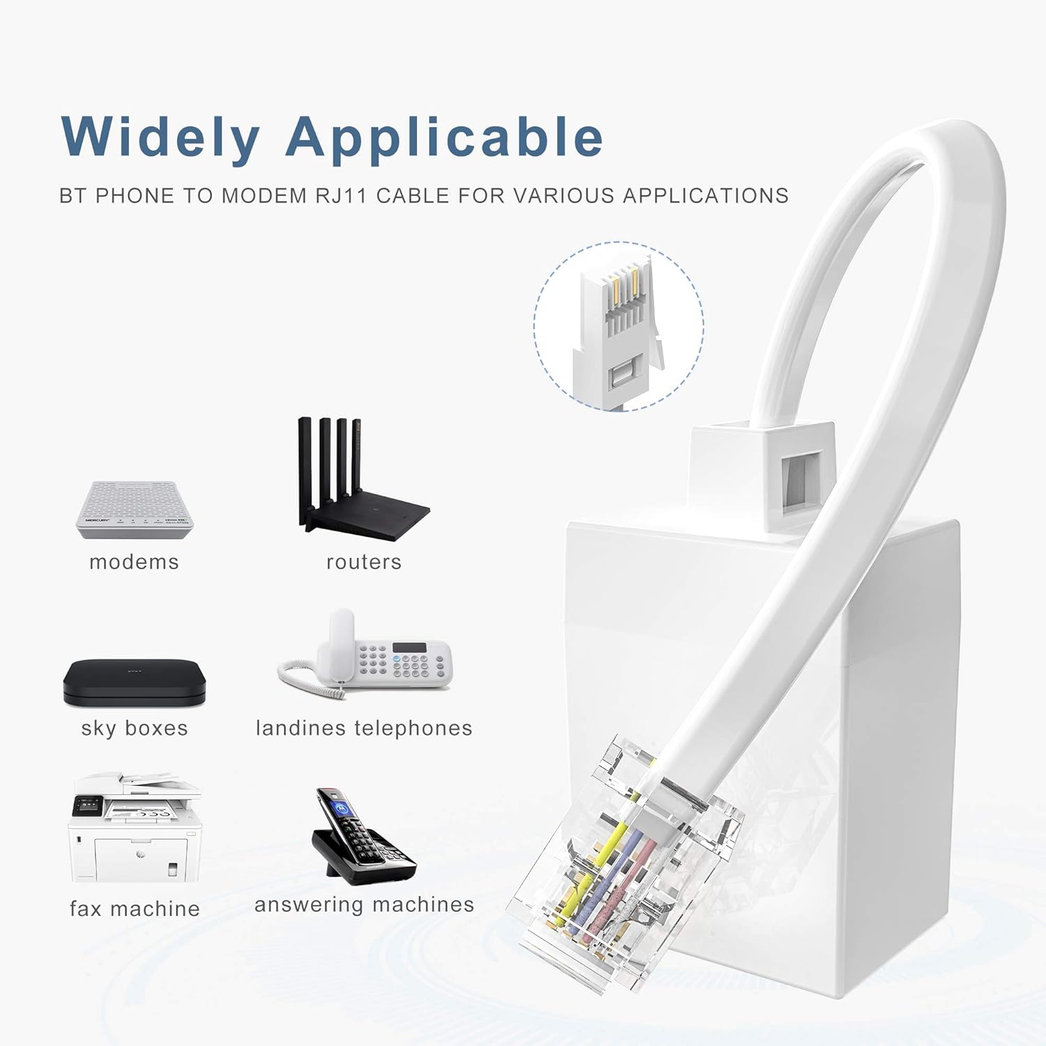 BT Telephone Socket Adapter Cable BT to RJ11, Ancable BT Female to RJ11 ...