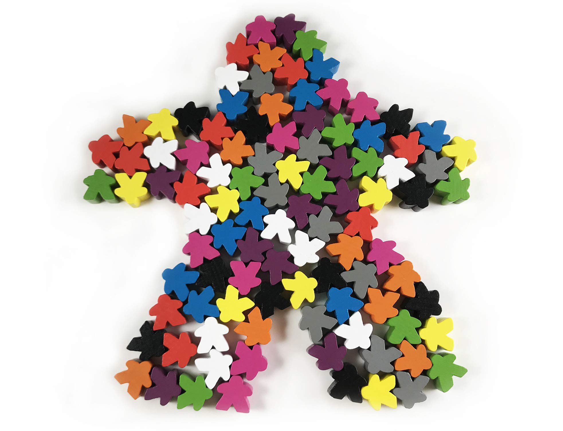 100 Multi-Color Wooden Meeples 10 different colors Standard Size 16mm ...