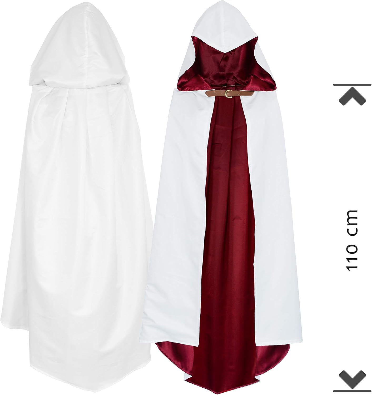 papapanda Cloak Cape with Hood for Warrior Assassin Costume White Red ...