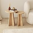 Amazon.com: FAWdecor Modern Round Side Table, Nesting Wooden Coffee ...