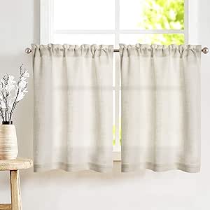 Amazon.com: Tier Curtains for Kitchen Linen Textured Crude Window ...