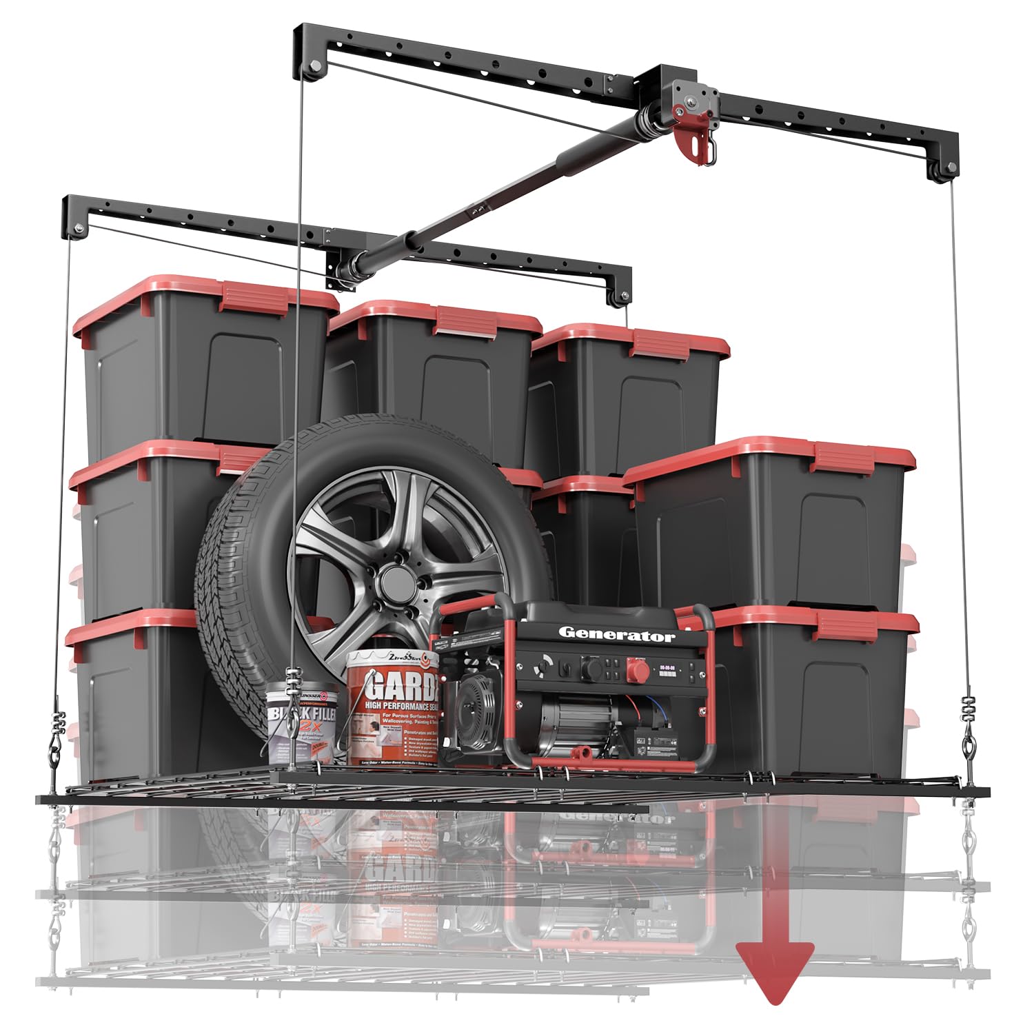 KOKORACKER Overhead Garage Storage Lift, Heavy-duty 4x4 Ft Garage ...