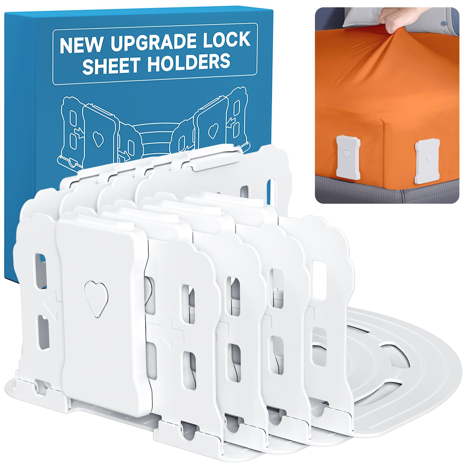 Bed Sheet Holders for Corners: Lock Sheet Holders with Reinforced Clips ...