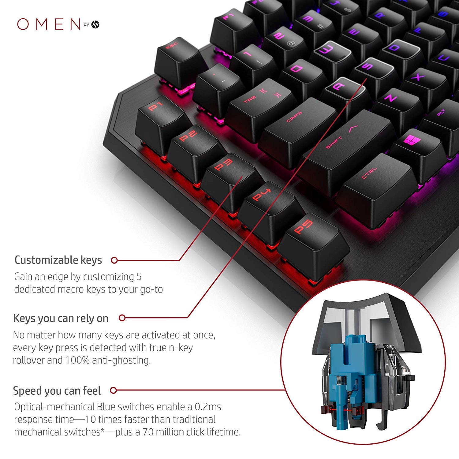 Mua HP Gaming Keyboard, Wired Blue Axis, OMEN by HP Sequencer Keyboard ...