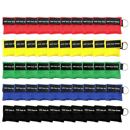 AOUTACC 50pcs CPR Face Shield Mask, Keychain Mask Disposable Emergency ...
