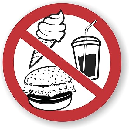 Signaling Sticker - No Food - Do not eat - Food Prohibited - 3 Stickers ...