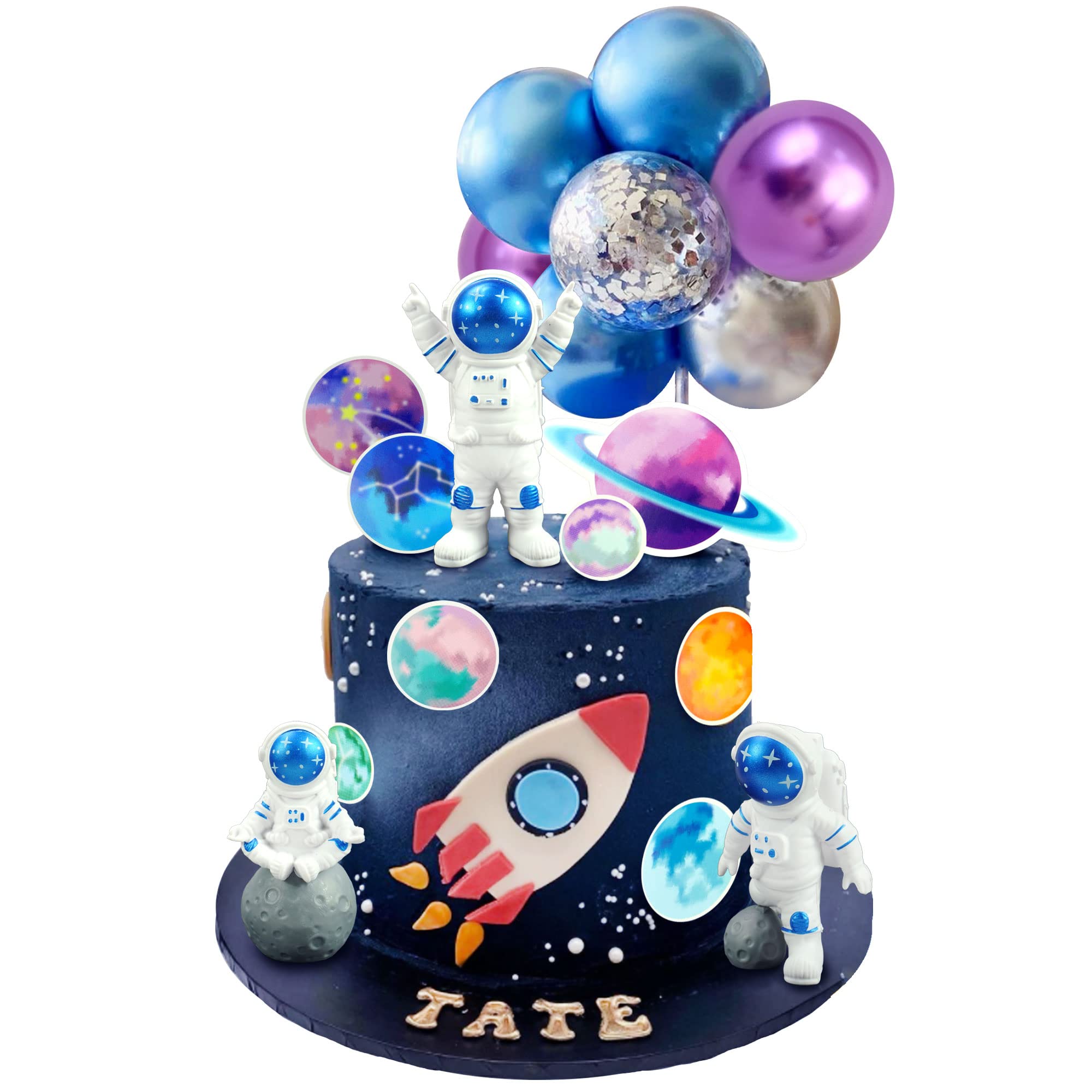 24PCS Space Cake Topper Balloon Cake Topper Planet Cake Topper with ...