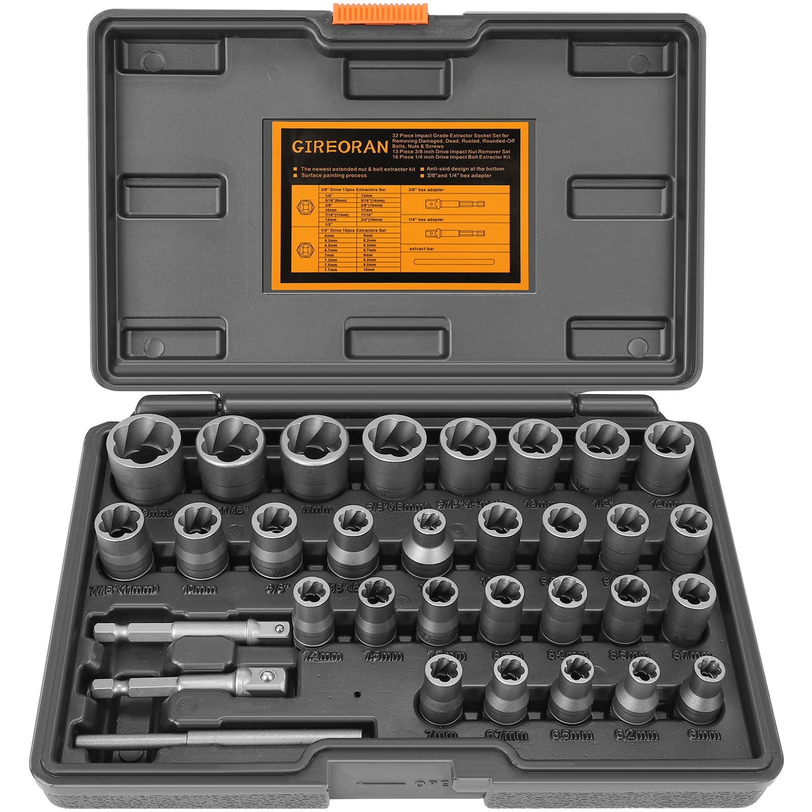 Upgrade Bolt Extractor Kit 32 Piece Stripped Bolt Extractor Socket Set Upgrade Bolt Extractor Kit 32 Piece Stripped Bolt Extractor Socket Set