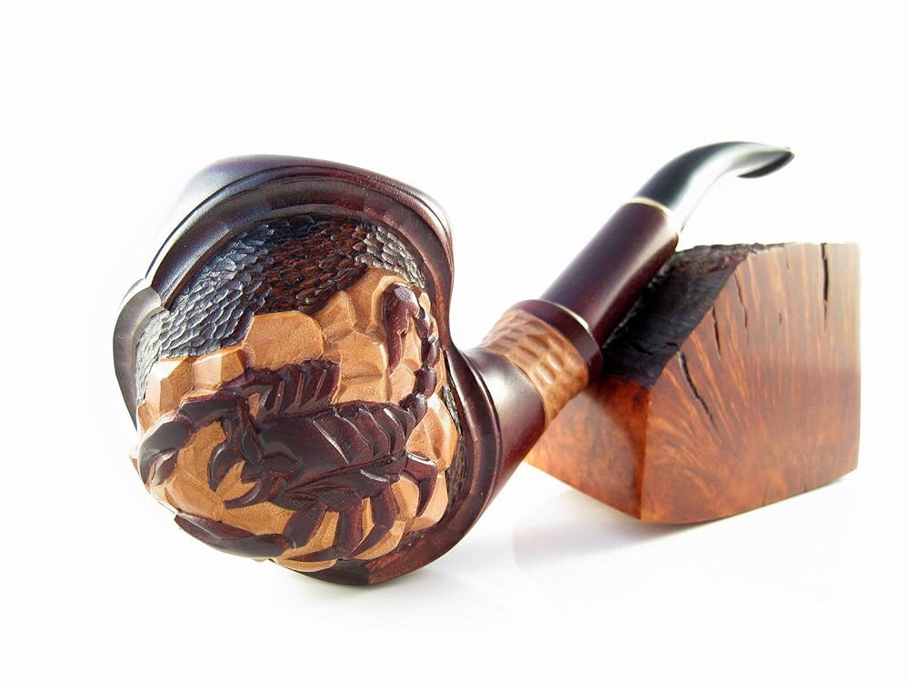 Amazon.com: All New Long Wooden Tobacco Pipe"SCORPION" Smoking Pipes ...