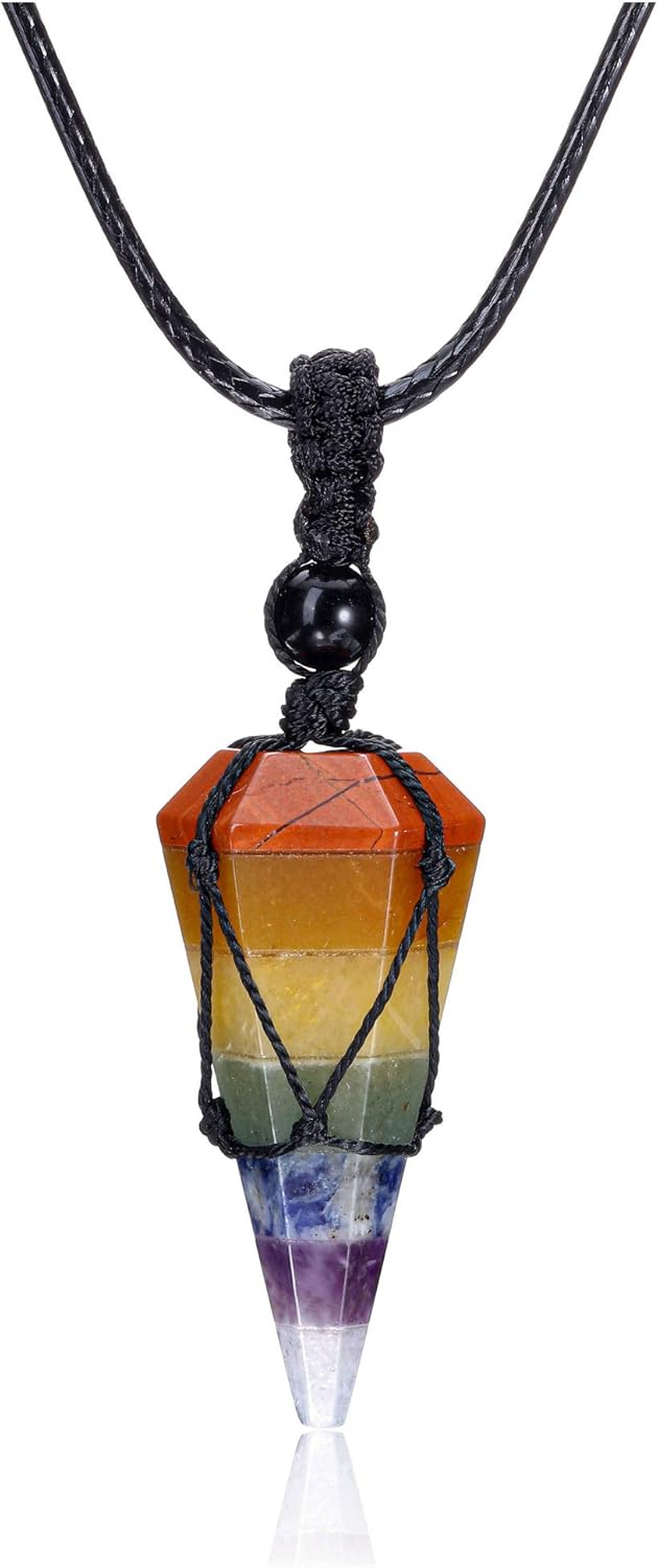 CrystalTears Chakra Chain Gemstone Adjustable Chain with 7 Chakra Cones ...