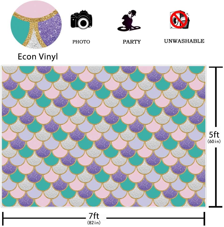 Allenjoy Little Mermaid Scales Backdrop Under The Sea Princess ...