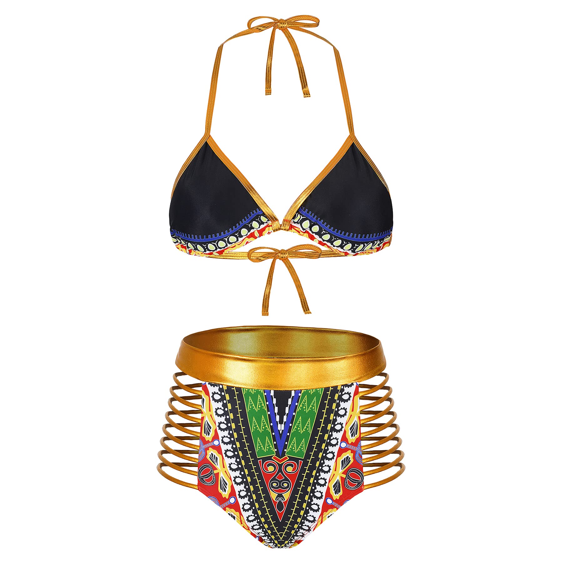Zando Women Tribal Bikini African Metallic Bathing Suits Two Piece ...