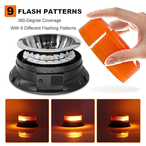 Wireless Warning Lights LED WIRELESS RECHARGEABLE FLASHING AMBER