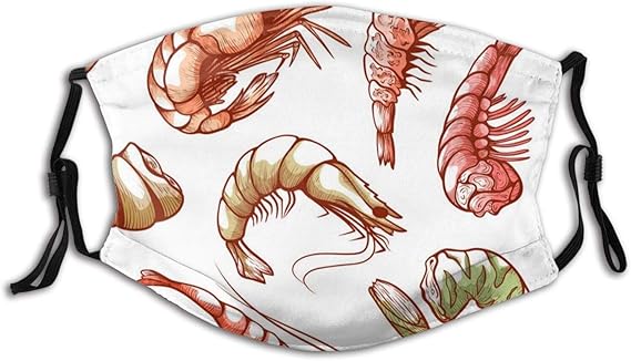Face Mask with Filter Pocket Shrimp Sea Shellfish Seafood Cuisine ...
