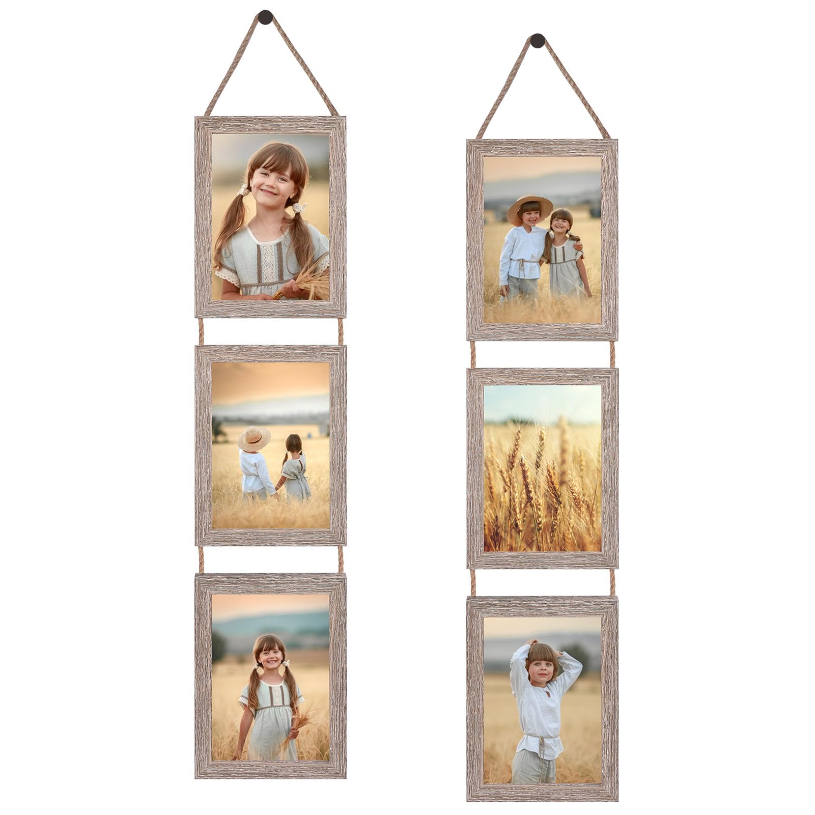 QUTREY Collage Picture Frame 5x7, 3 Openings Vertical Hanging Photo ...