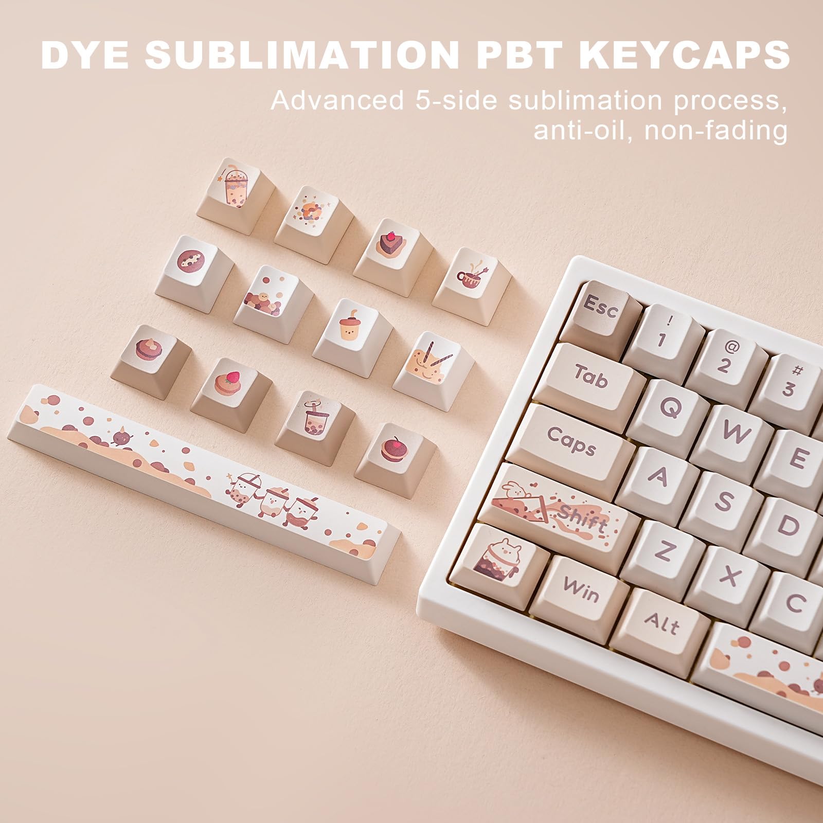 Mua YUNZII Boba Dye Sub PBT Keycaps,154 Full Keys Dye Sublimation ...