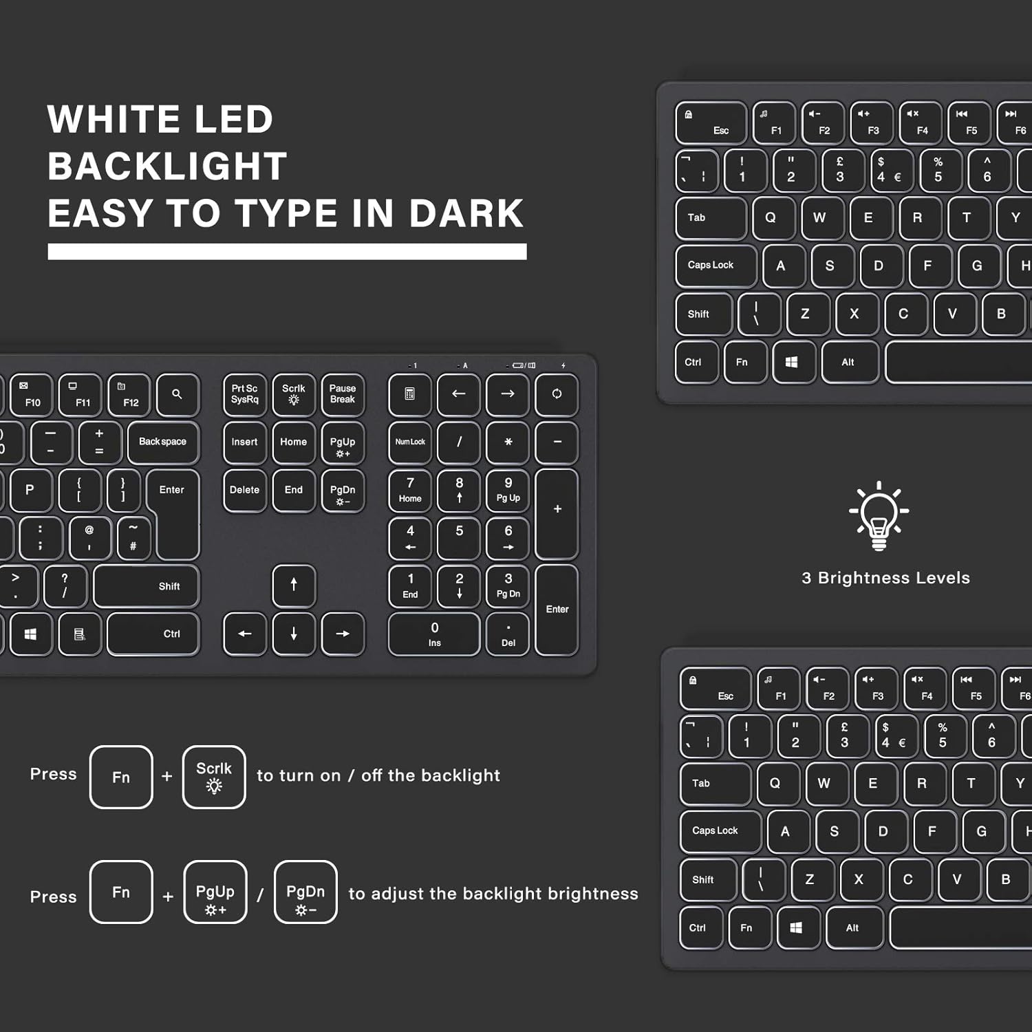Wireless Backlit Keyboard and Mouse Combo, Jelly Comb Illuminated ...
