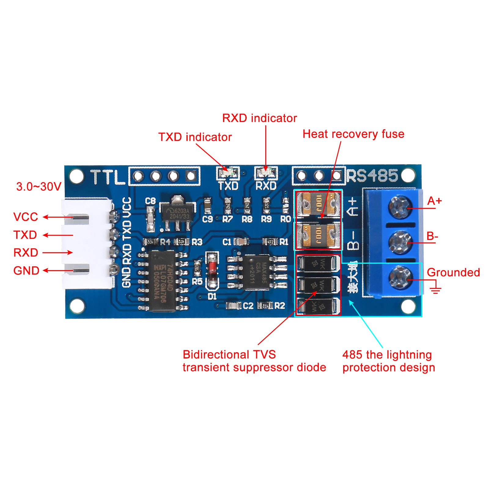 Mua ATNSINC 2Pack TTL to RS485 Adapter Module, 485 to TTL 3.3V/5.0V ...