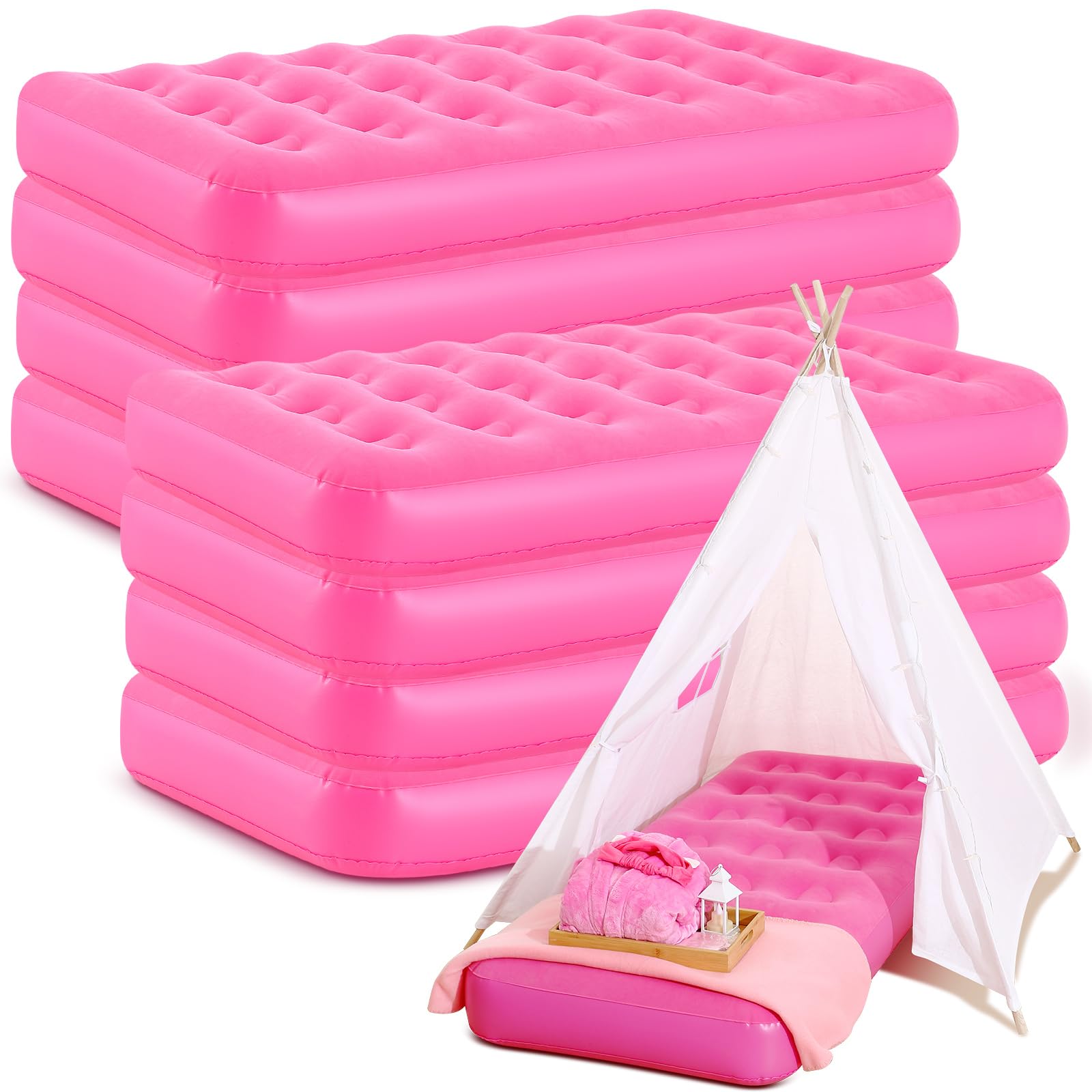 Leyndo 8 Pack Kids Air Mattress Bulk Toddler Inflatable Bed Blow up ...