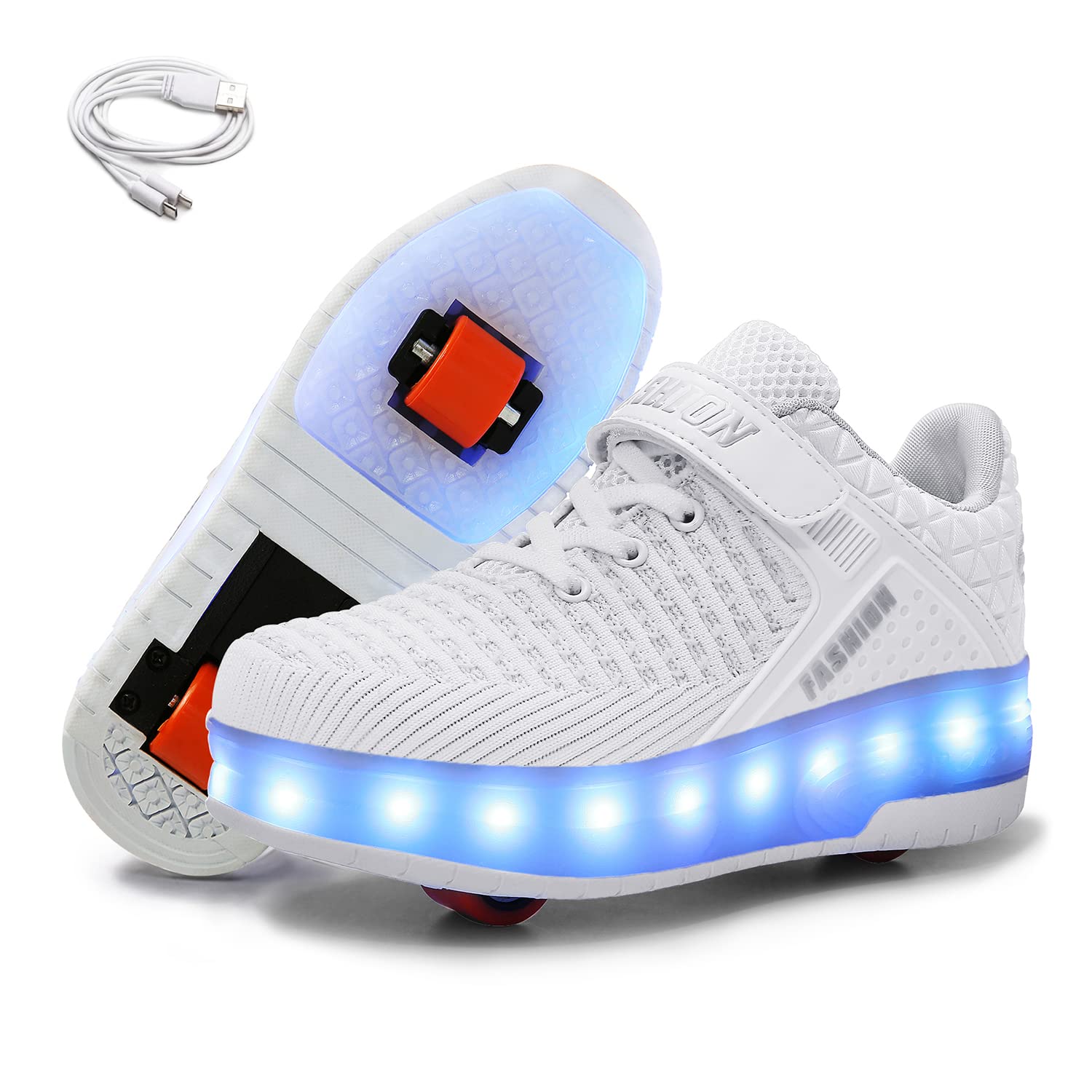 Ehauuo Kids Two Wheels Shoes with Lights Rechargeable Roller Skates ...