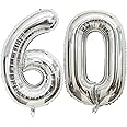 Amazon.com: 40 Inch Silver 60 Number Balloons Giant Jumbo Huge 60 Foil ...