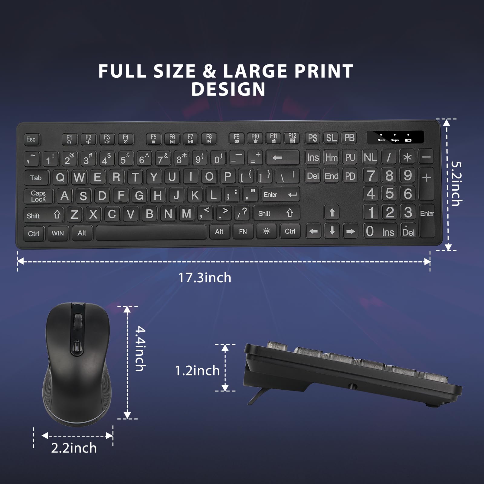 Mua Wireless Keyboard and Mouse - Large Print Wireless Keyboard ...