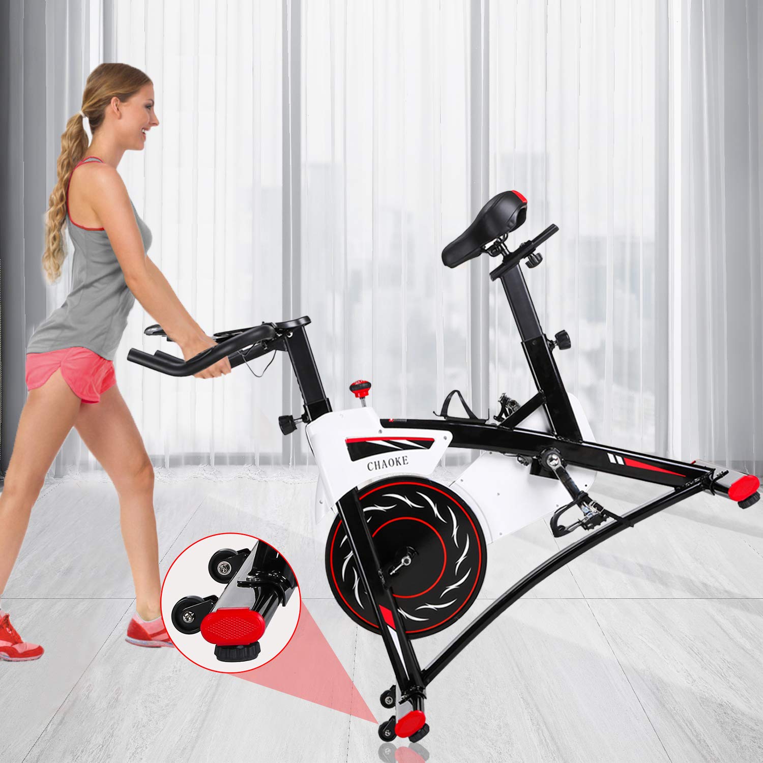 Exercise Bike, CHAOKE Indoor Cycling Bike, Stationary Bike Magnetic ...
