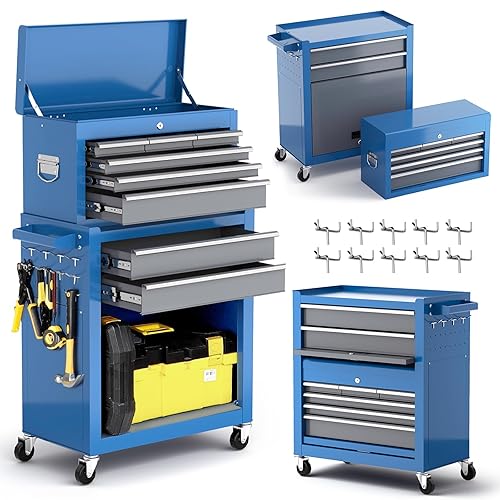 AIRAJ Large Tool Chest with Wheels,High Capacity Toolchest with 8 ...