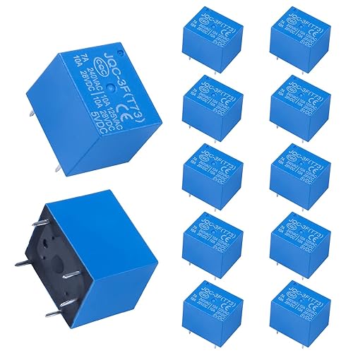 Dorhea 12Pcs JQC-3F 5V SPST Power Relay Module - PCB Type DC 5 Volt ...