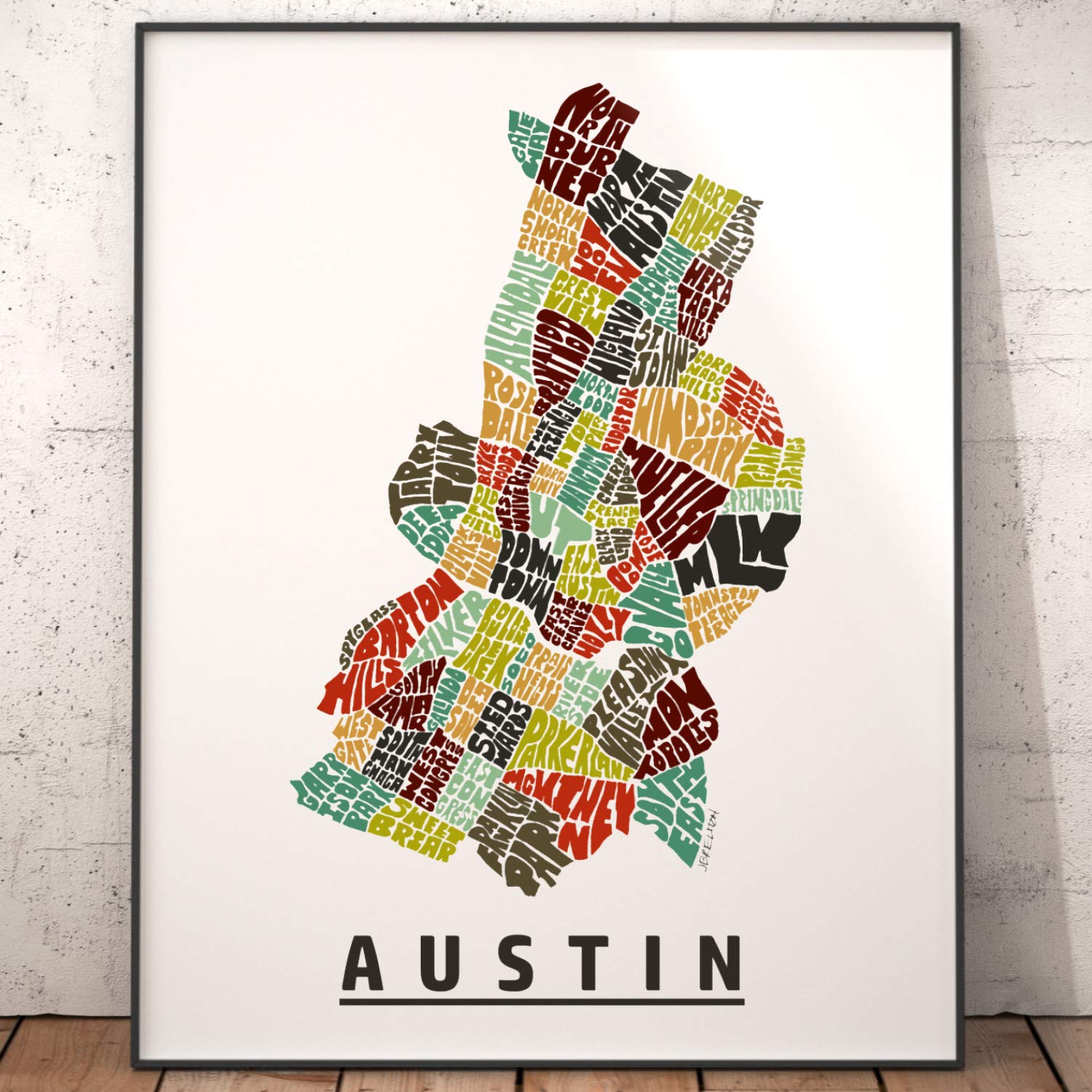 Amazon.com: Austin Neighborhood Map Print, signed print of my original ...