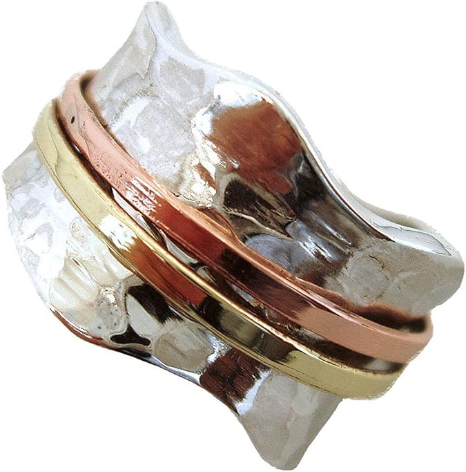 Energy Stone BRISE Ring klassisch gehämmert mit Kupfer und ...