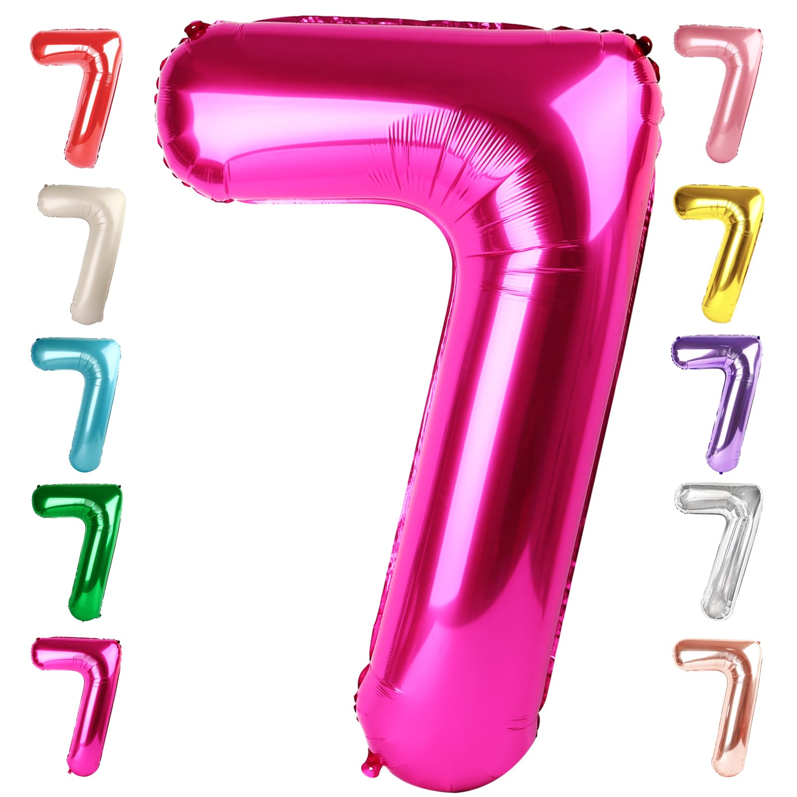 Number 7 Balloons 40 Inch Hot Pink Seven Birthday Decorations, 7 Year ...