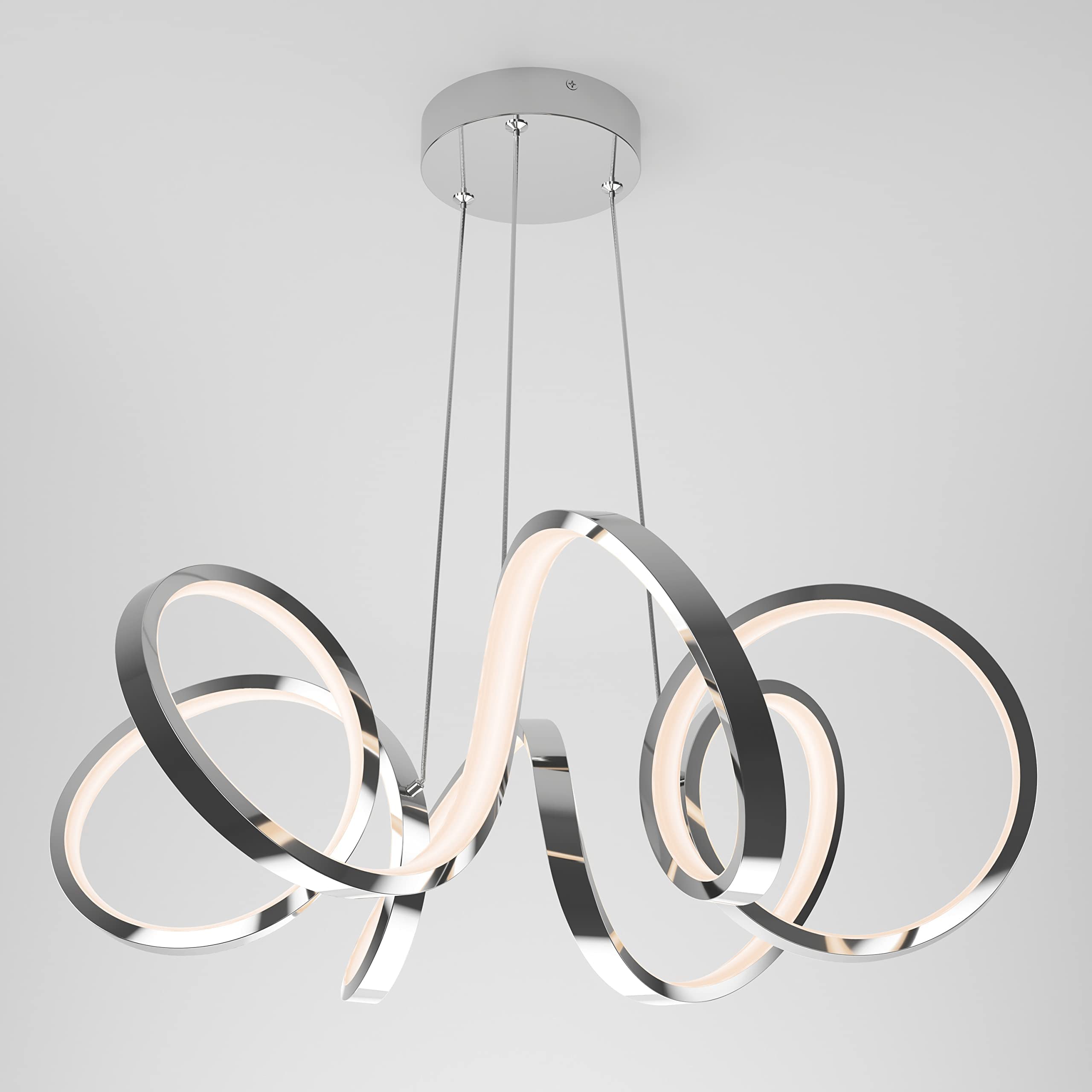 Artika Swirl Ribbon 30W LED Pendant Light Fixture, Chrome Finish Ideal ...