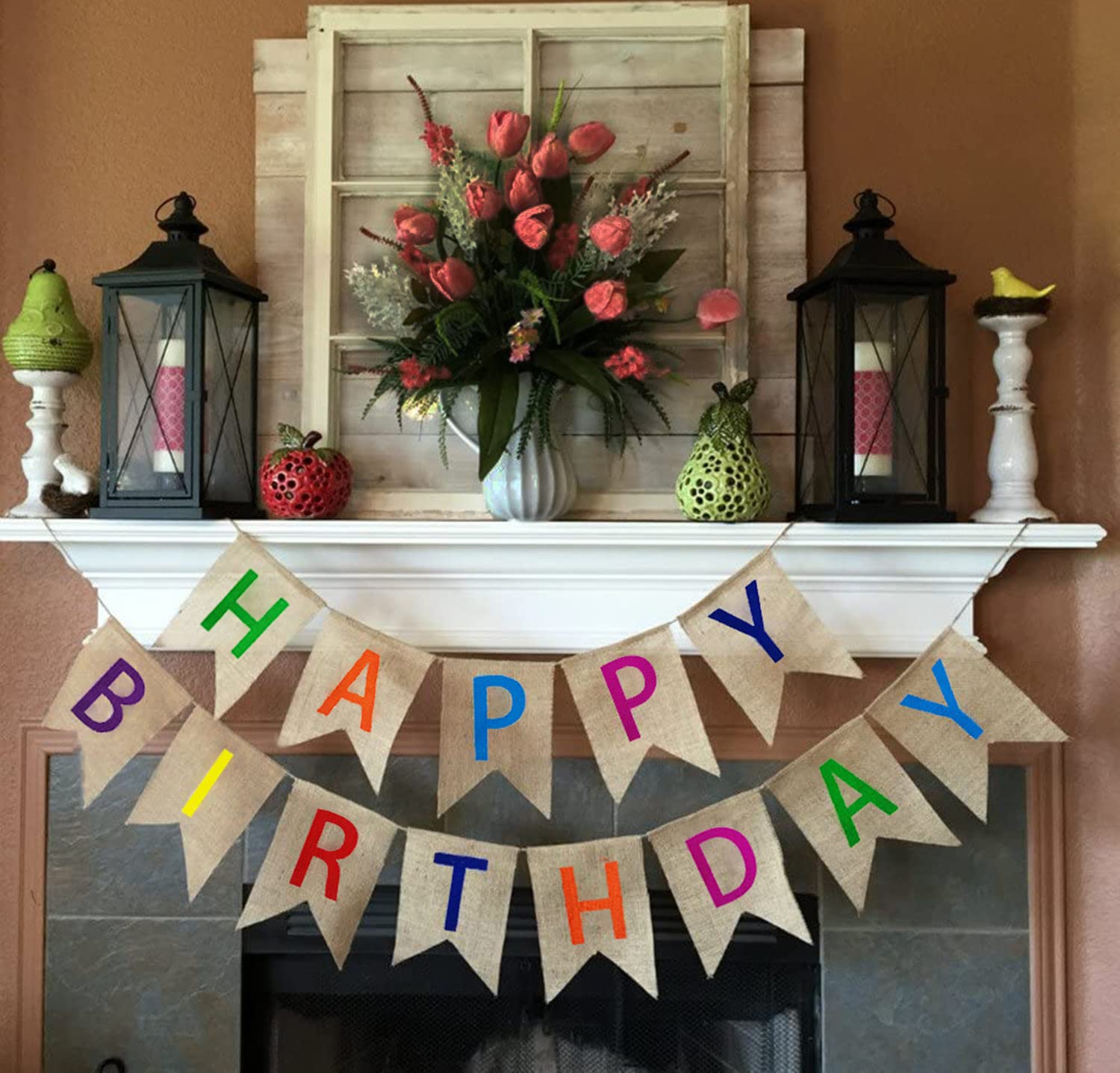 Mua Vagski Happy Birthday Burlap Banner - Colorful Bunting Banner ...