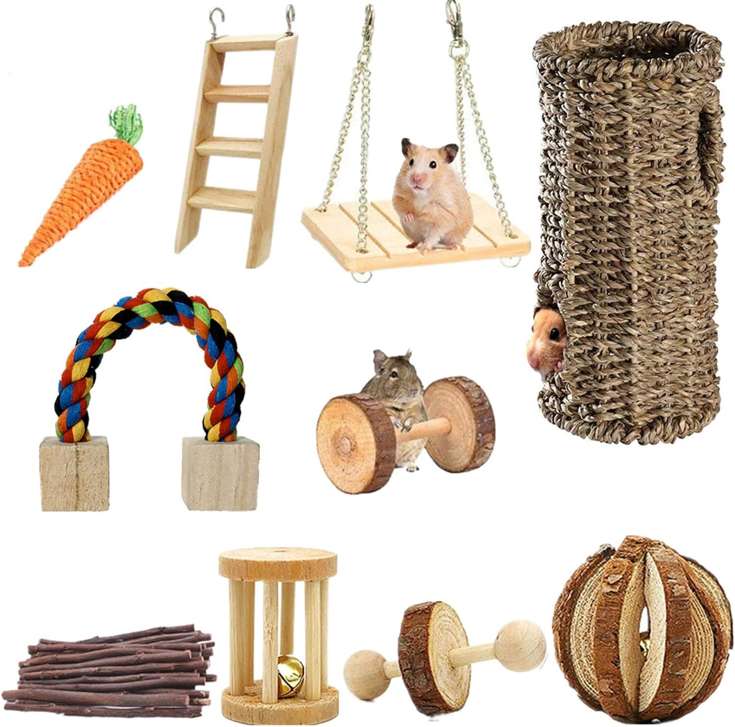 Ewolee Jouets à mâcher pour Hamster, 10 Accessoires de Jouet, Pont ...