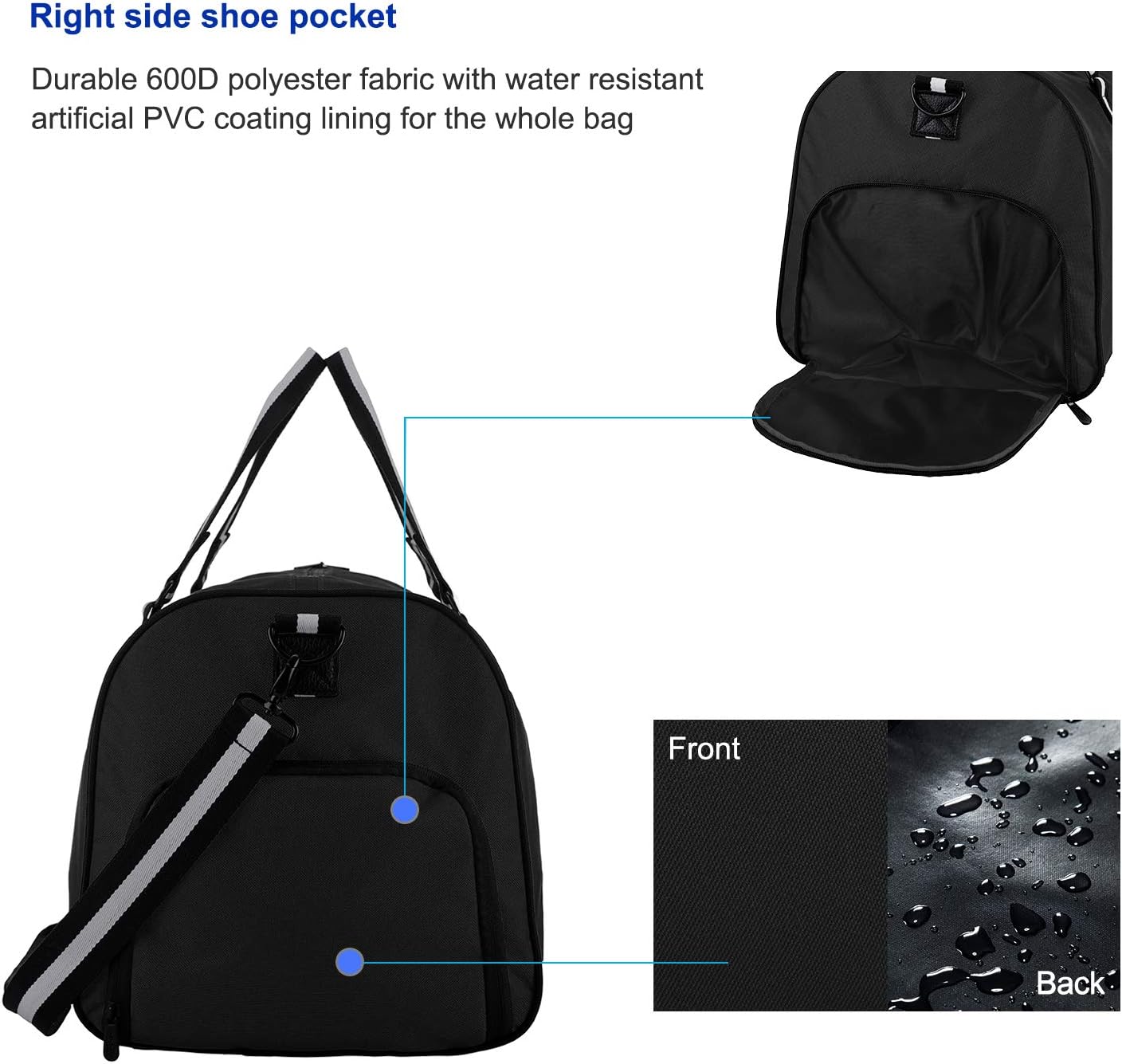 apollo walker Water Resistant Sports Gym Duffle Bag with Shoes ...
