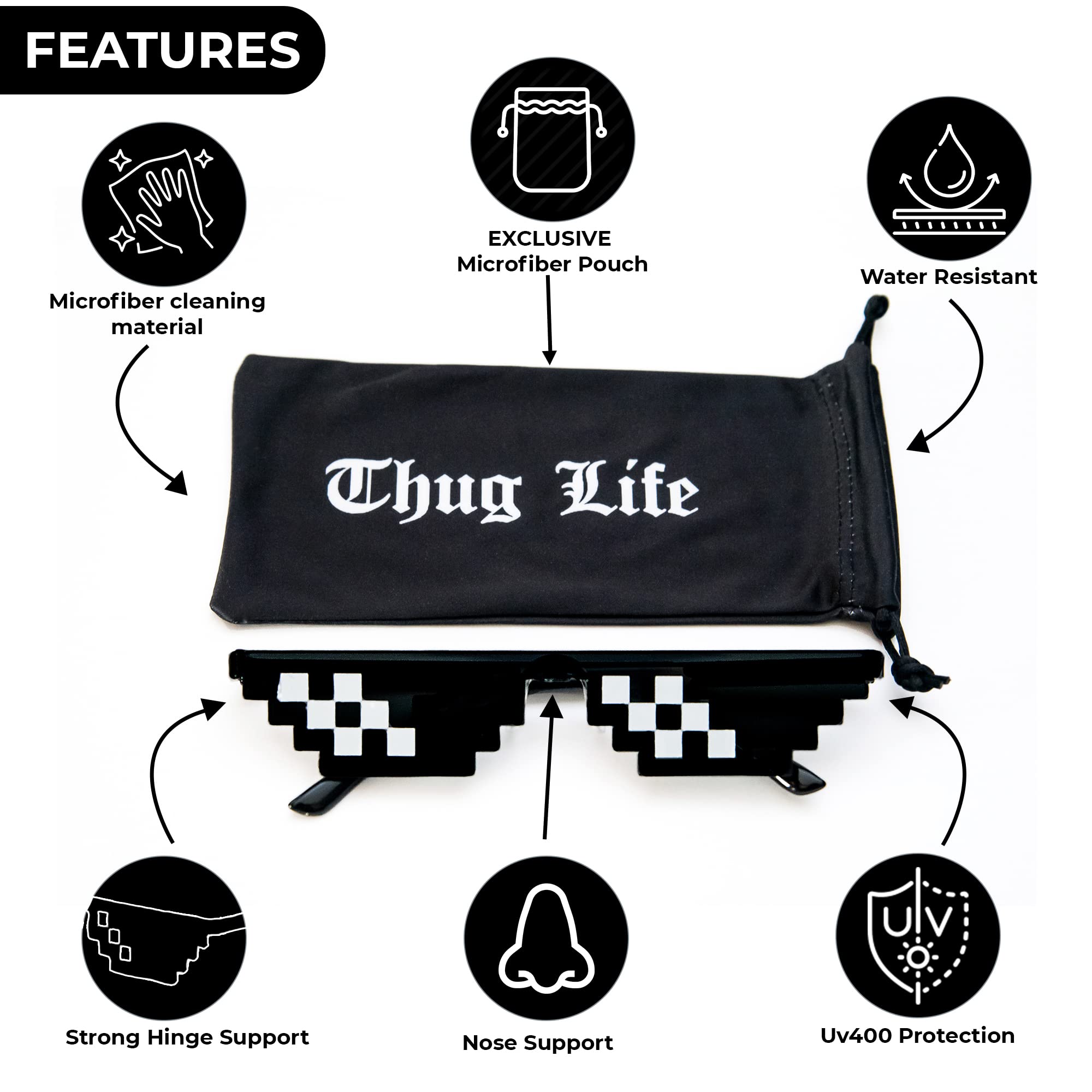 Mua Thug Life Glasses Deal With It MLG Pixel Sunglasses Meme Cool Style ...