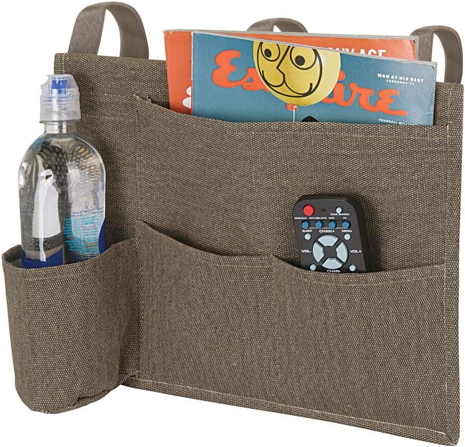 mDesign Bedside Organiser — Hanging Bedside Storage Unit with 4 Pockets ...