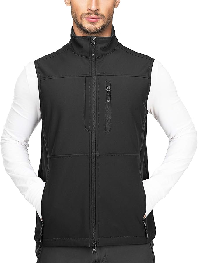 Amazon.com: 33,000ft Men's Lightweight Softshell Vest Outerwear Zip Up ...