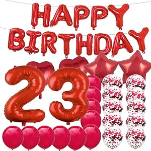 Amazon.com: Sweet 23th Birthday Decorations Party Supplies,Red Number ...