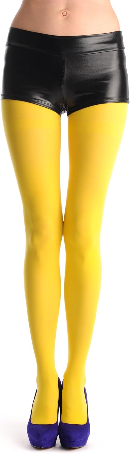 Bright Yellow Plain Luxury Quality 40 Denier - Tights at Amazon Women’s ...