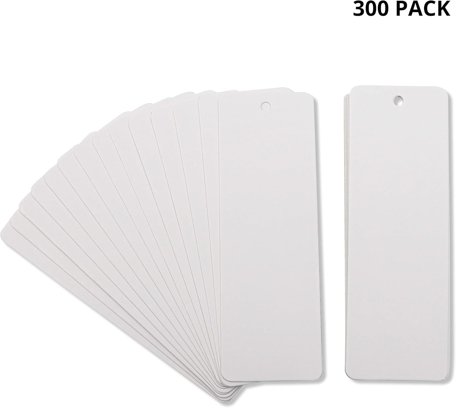 Bookmarks (300 Pack) - 15x5cm Plain White Book Marker with Hole for ...