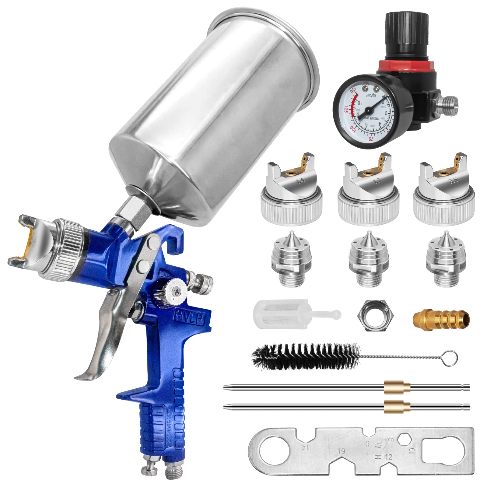 Auto Paint Spray Gun Kit: HVLP Gravity Feed Spray Gun with 1.4mm 1.7mm ...