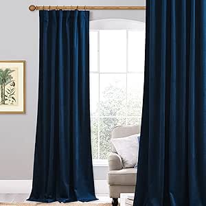 Amazon.com: StangH Navy Blue Velvet Curtains 96 inches Long for Living ...