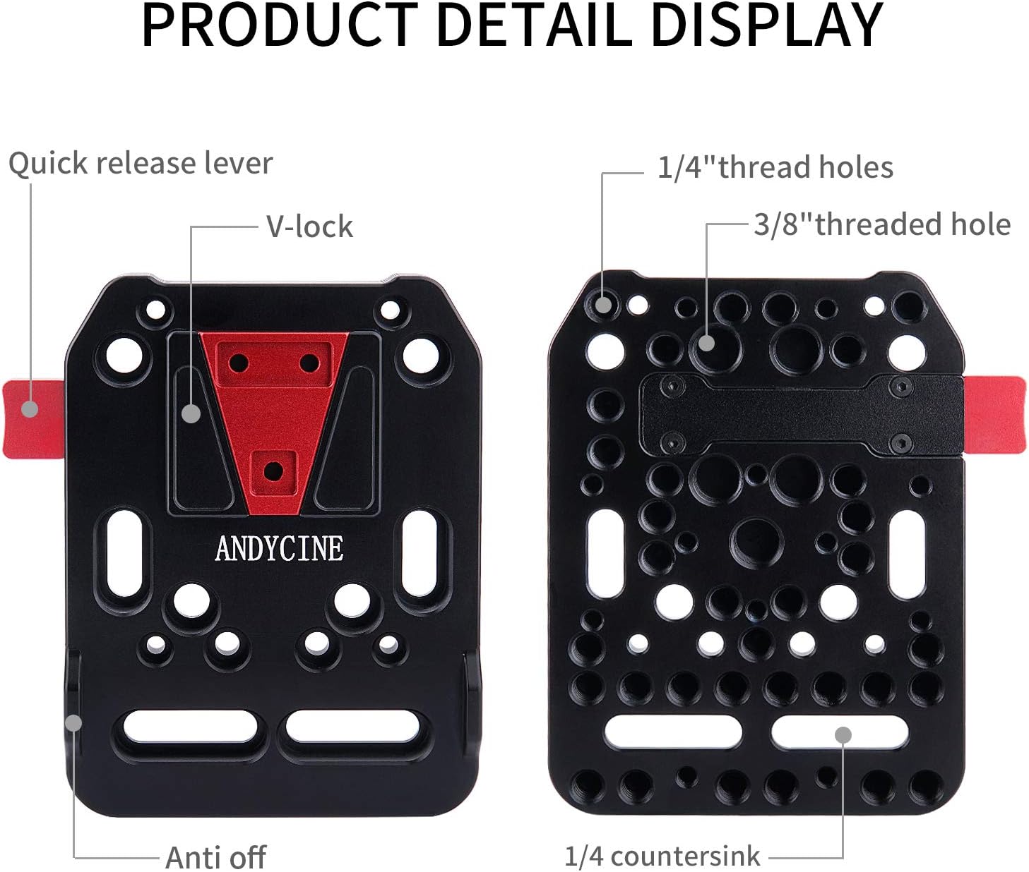 ANDYCINE V-Lock Assembly Plate Female V-Dock Male V-Lock Quick Release ...