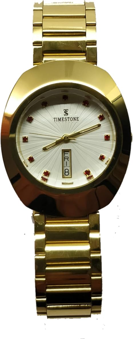 Buy TimeStone Gold Plated Watch for Men and Women, White and Stainless ...
