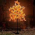 Amazon.com: Phliofd 6FT Prelit Fall Maple Tree Decor, 128 LEDs with 8 ...